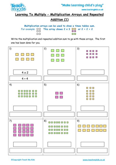 multiplication arrays worksheet multiplication using arrays worksheet