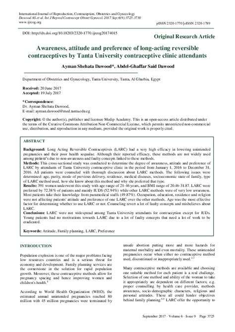 Pdf Knowledge Attitude And Practices Of Contraception In Women Of