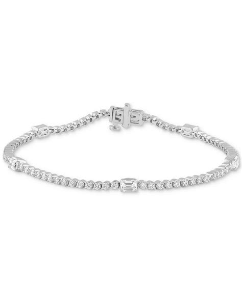 Badgley Mischka Lab Grown Diamond Round And Emerald Cut Tennis Bracelet