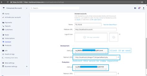code samples stripe using connect with standard accounts