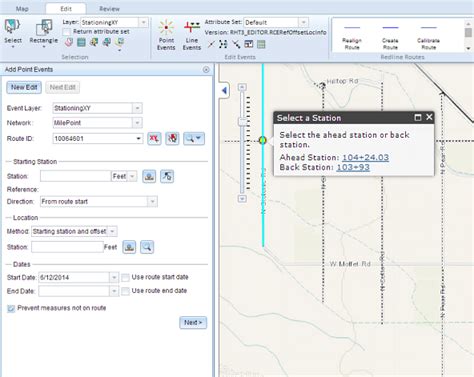 adding point events by station measures—event editor for roads and
