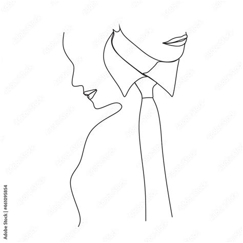 One Line Art Couple Line Art Men And Woman Minimal Face Vector