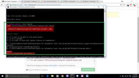 codeception bdd tabular got failed [phpunit framework exception