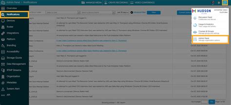 managing the admin panel s notifications tab yuja