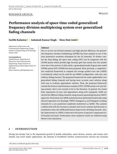 performance analysis of space time coded generalized frequency division