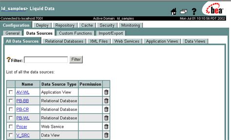 viewing and accessing all configured data sources