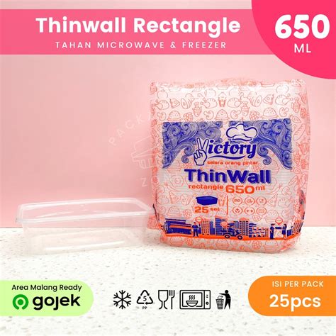 Jual Thinwall Rectangle 650ml Victory Thinwall Kotak Makan Plastik