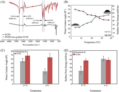 A Atr Ftir Spectrums Of Unmodified And Modified M Surfaces And B