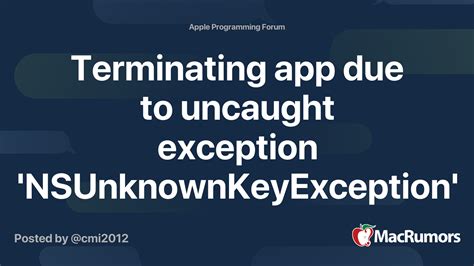 terminating app due to uncaught exception nsunknownkeyexception
