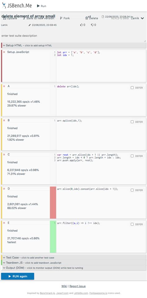 deleting array elements in javascript delete vs splice