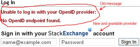 no openid endpoint found message lingers when switching providers