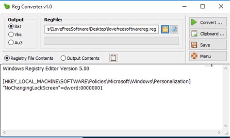 free registry converter software convert reg to bat vbscript au3