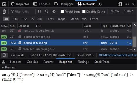 javascript perform ajax post request to the same php page jquery