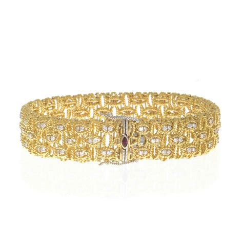 Roberto Coin 18k Two Tone Gold Diamond Statement Bracelet Luxury