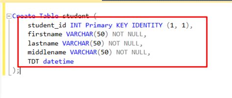 create table in mssql using t sql command statement coding is life
