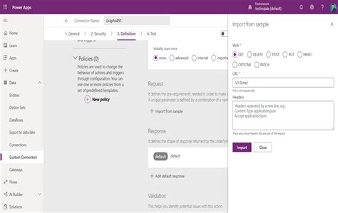 custom connector to connect graph api in powerapps