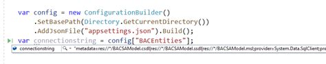 c no connection string named bacentities could be found in the