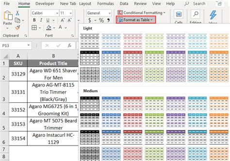 row colors in excel
