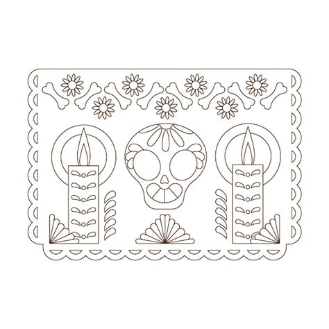 Handgezeichnete Papel Picado Malvorlagenillustration Kostenlose Vektor