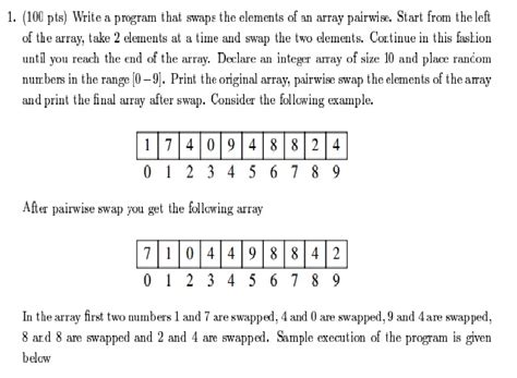 solved write a program that swaps the elements of an array