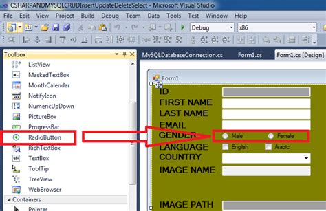 c sharp and mysql database crud tutorial 7 how to add radiobuttons on a
