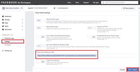 configure facebook login on your azure function app with