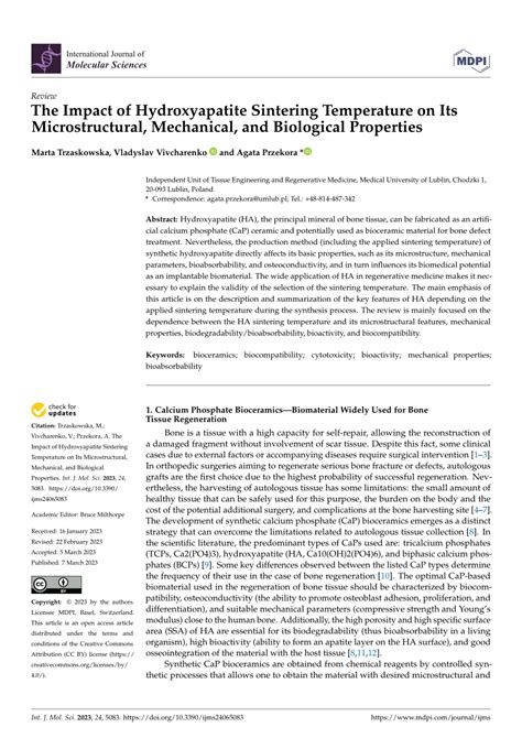 Pdf The Impact Of Hydroxyapatite Sintering Temperature On Its
