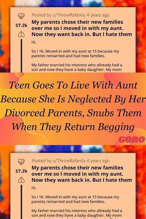 Teen Goes To Live With Aunt Because She Is Neglected By Her Divorced