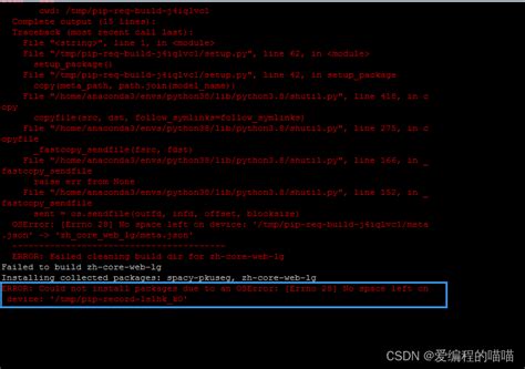 pip安装error could not install packages due to an oserror [errno 28] no