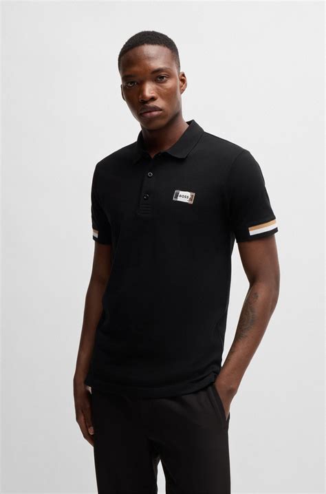 Boss Mercerised Cotton Polo Shirt With Signature Stripes