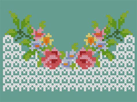 towel border cross stitch pattern easy pdf cute etsy