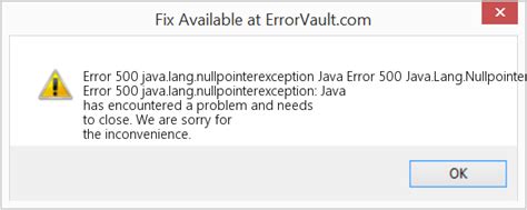 how to fix error 500 java lang nullpointerexception java