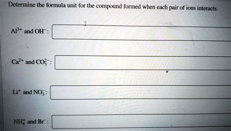 Solved Determine The Formula Unit For The Compound Formed When Each