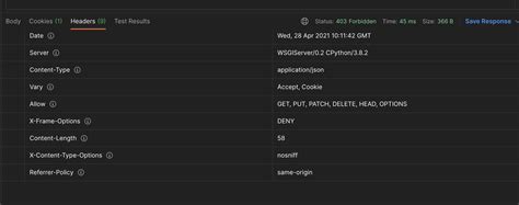 api i keep getting 403 response error i m using django restframework