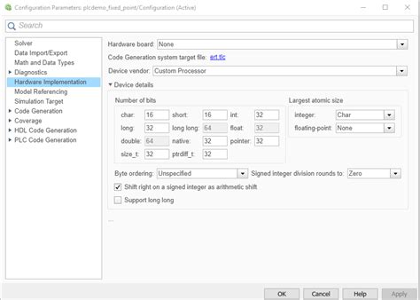 fixed point simulink plc coder structured text code generation matlab