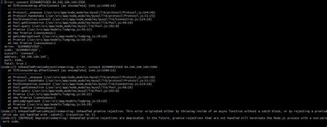 node js docker econnrefused when connecting npm api to mysql stack