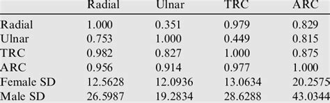Sample Correlations And Standard Deviations Female Correlations Are