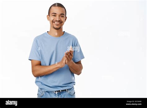 Happy Smiling Man Applausing Clap Hands To Praise You Standing Over