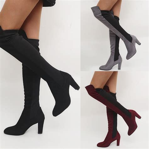 Vendita Calda Stivali Alti Alla Coscia Donna Autunno Inverno Tacchi