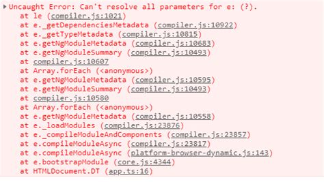 uncaught error can t resolve all parameters for e