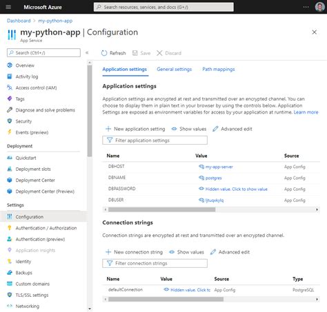 new app service database create blade preview azure app service