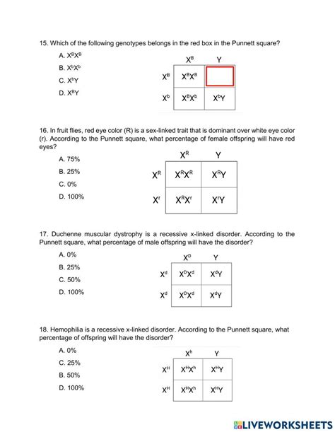 Sex Linked Trait Online Exercise For Live Worksheets