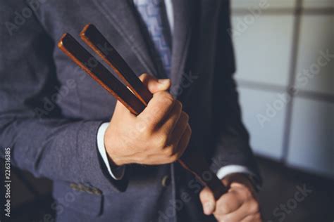 Man With Leather Tawse Strict Headmaster With Tawse Corporal