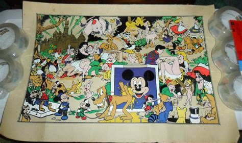 Rare Vintage Wally Wood Lewd Orgy Black Light Poster Adult Realist