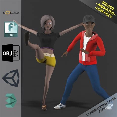 cartoon characters pack2 cartoon characters low poly 3d models t pose