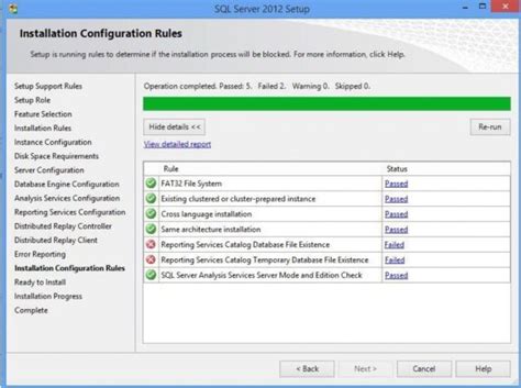 sql server fix rule reporting services catalog database file