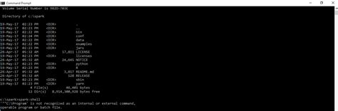 why does spark shell fail with c program is not recognized as an