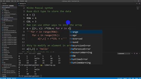create 2d array in python that we access array elements