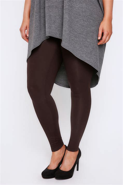 Brown Viscose Elastane Leggings Plus Sizes 16 18 20 22 24 26 28 30 32