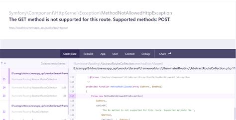 laravel error message the get method is not supported